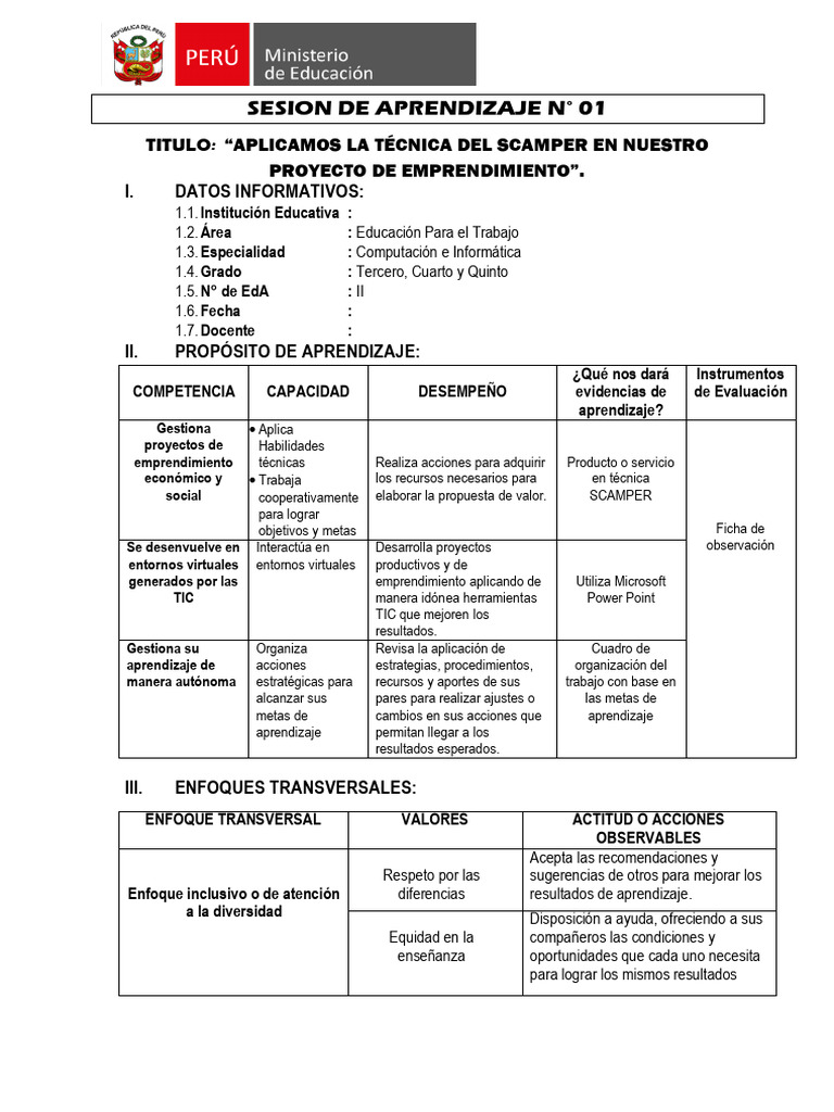 Sesion 01 | PDF | Aprendizaje | Maestros