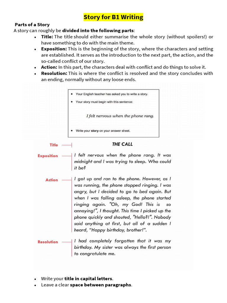 Story for B1 Writing | PDF | Language Families | Linguistic Typology