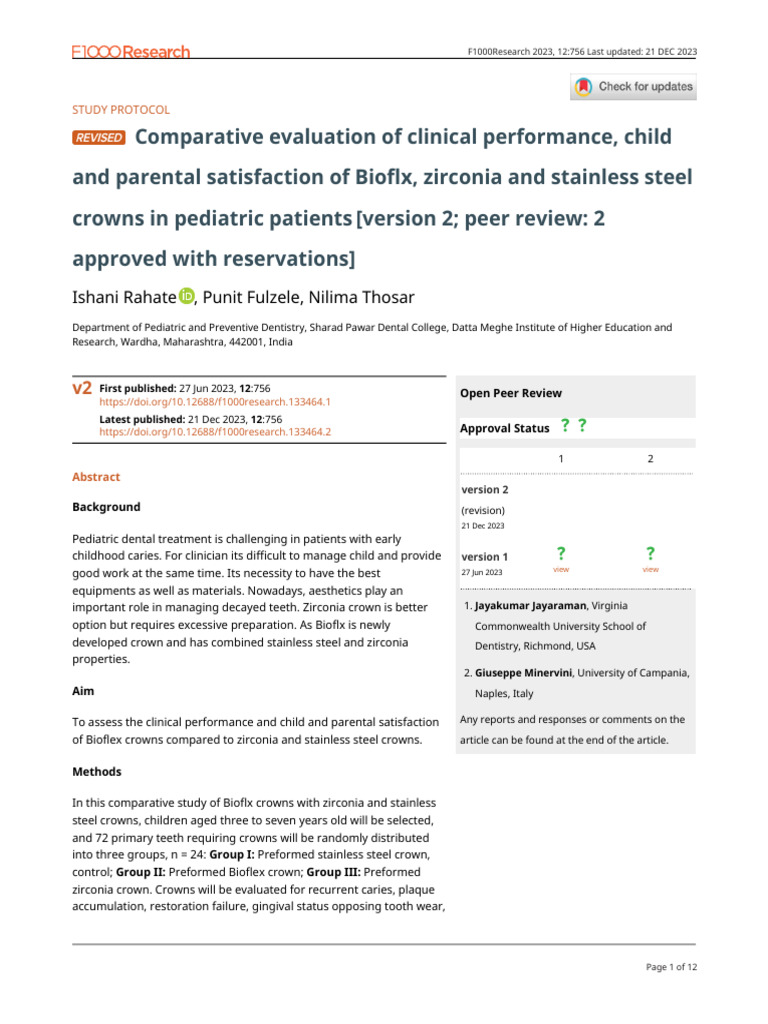 Comparative Evaluation of Clinical Performance Chi | PDF | Human Tooth ...