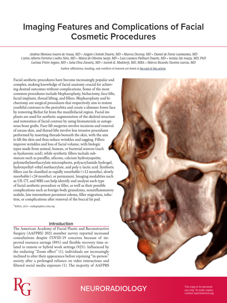 Imaging features and complications of facial cosmetic procedures | PDF ...