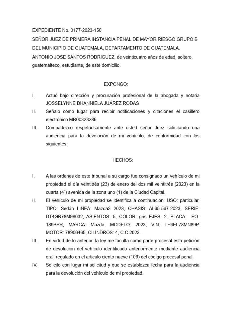 TAREA MEMORIAL DE APRESAMIENTO DERECHO PROCESAL PENAL | Descargar ...