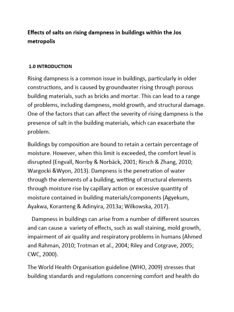 Impact of Salts on Rising Damp in Jos | PDF | Sodium Chloride | Chloride