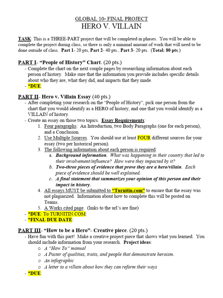 Social Studies Final Project Outline | PDF | Essays | Information