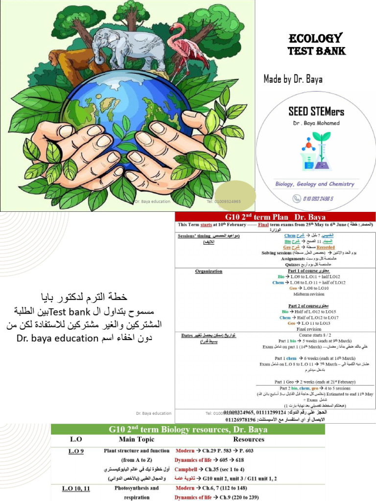 G10 Bio Ecology Testbank Dr. Baya Education | PDF | Biodiversity | Ecology