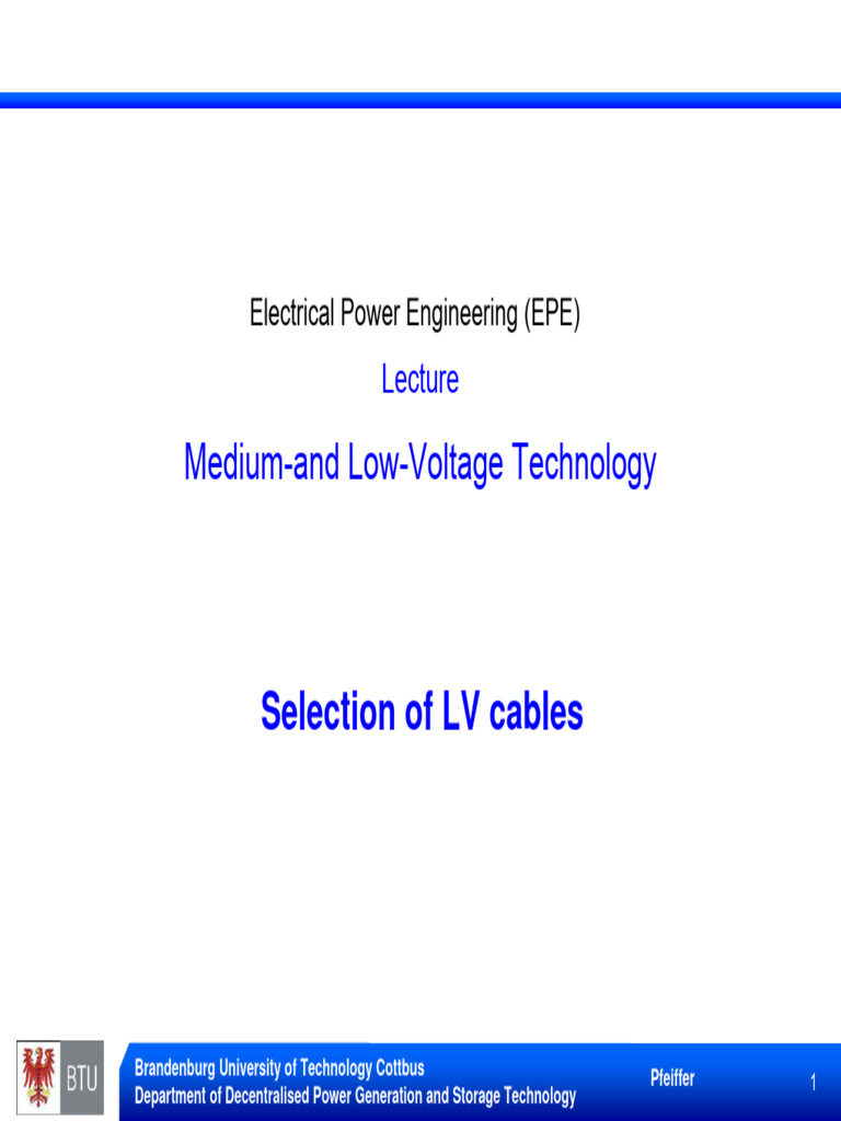Selection of LV Cables | PDF | Fuse (Electrical) | Power Supply