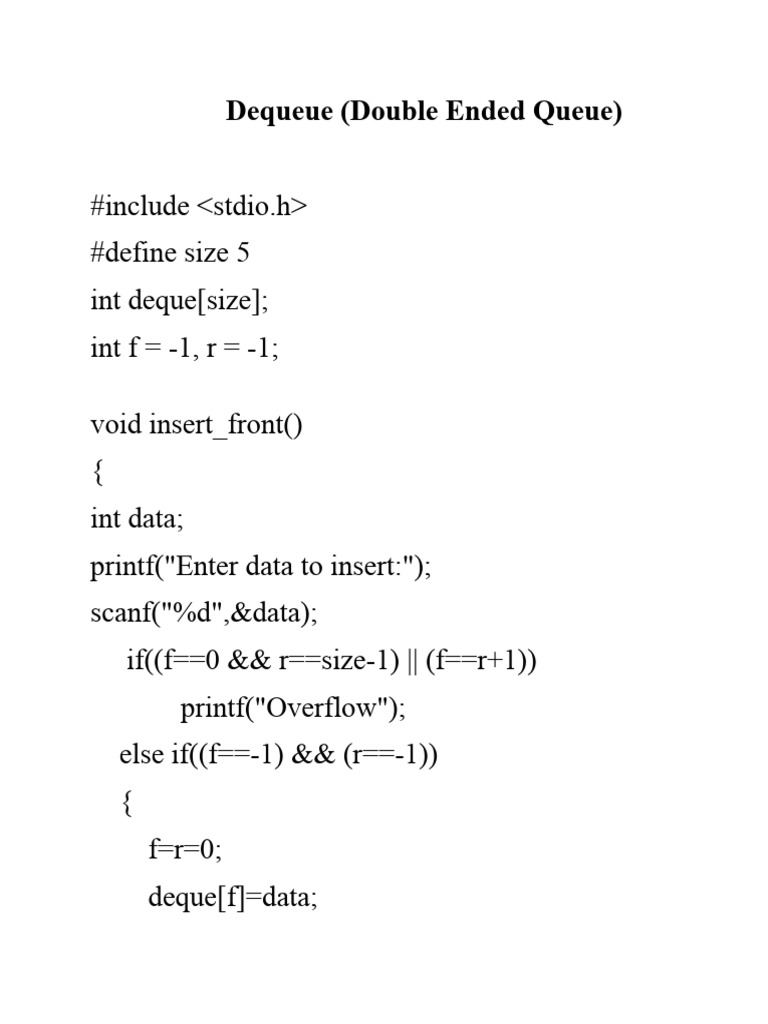Deque | PDF | Computer Programming | Algorithms And Data Structures Deque | PDF | Computer Programming | Algorithms And Data Structures