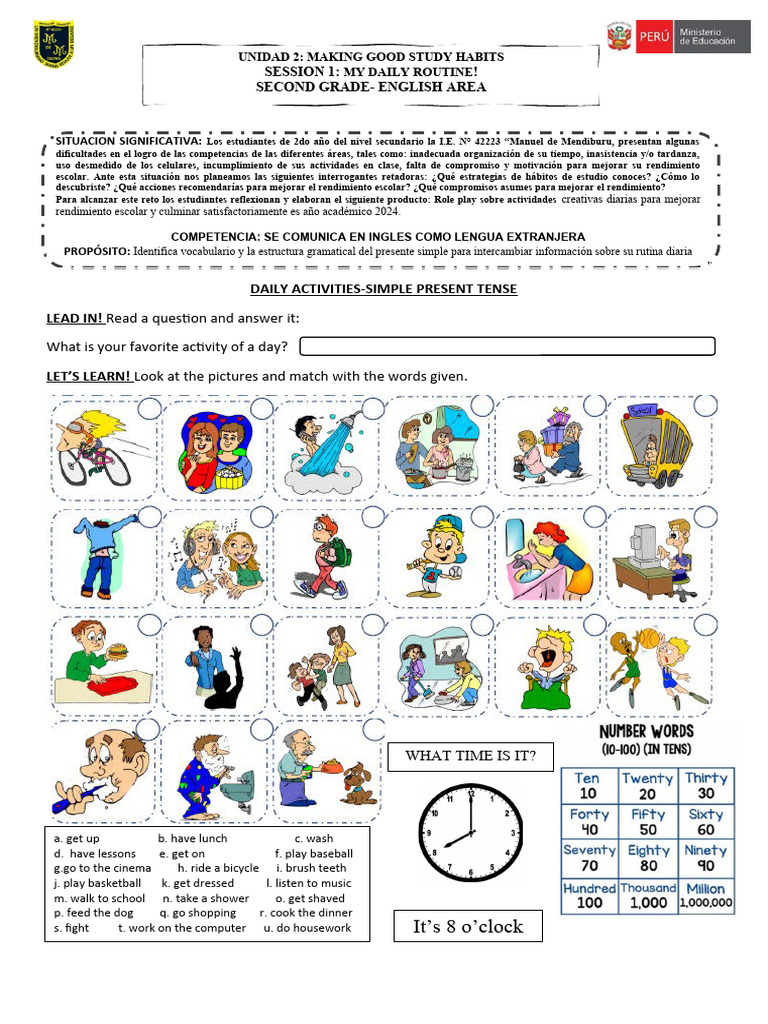UNIDAD2 - ACTIVITY 1 Segundoo-Routine | PDF