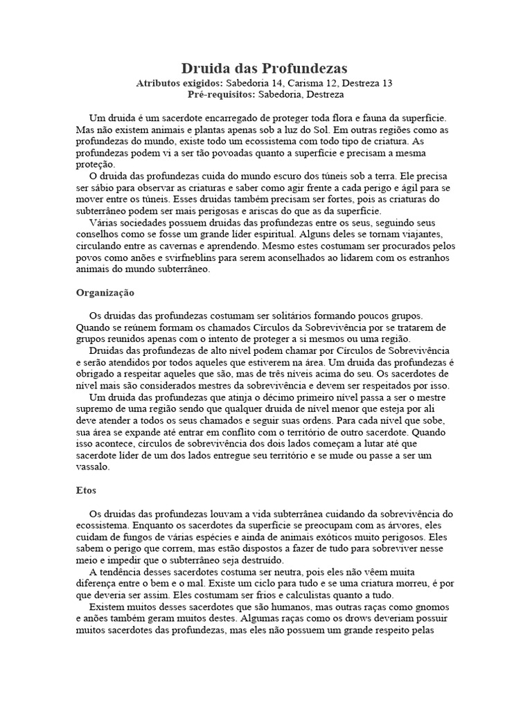 Druida Das Profundezas | PDF | Druida