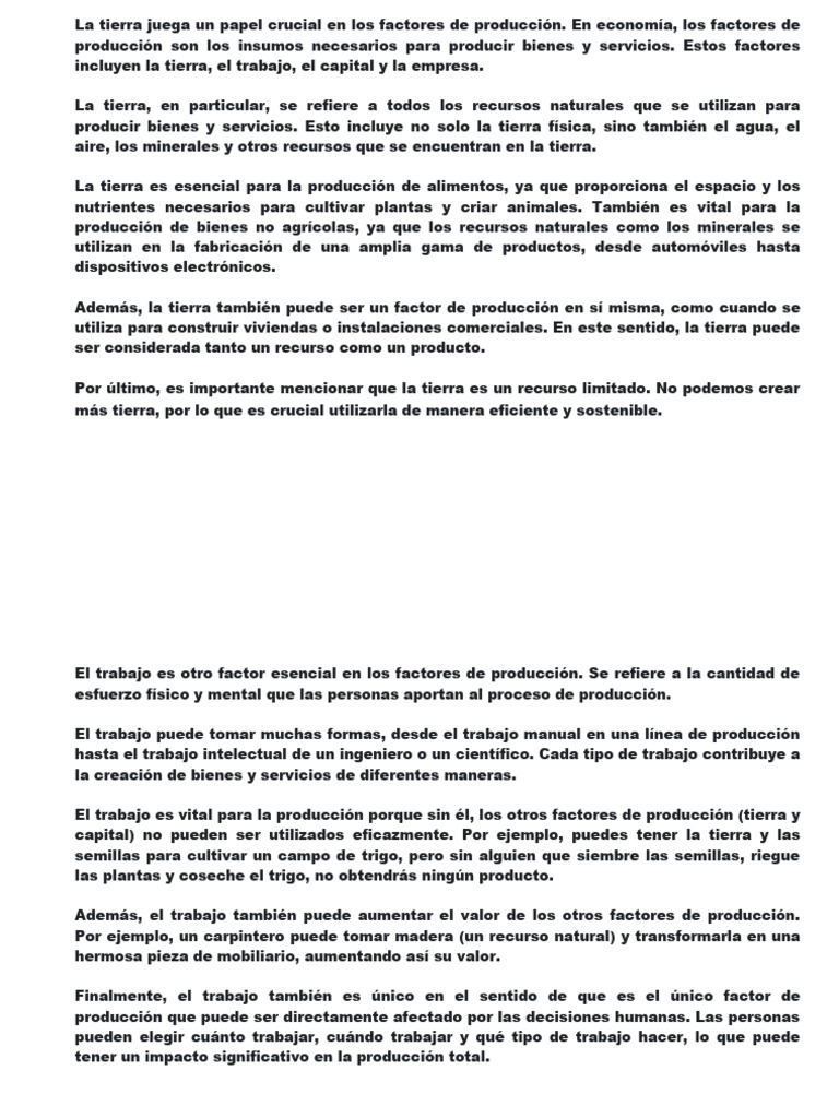 Los Factores De Produccion Pdf Factores De Producción Business