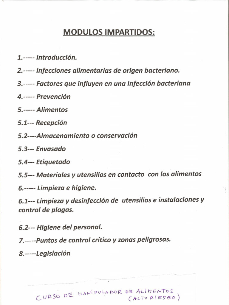 Certificado Curso Manipulador De Alimentos 3 Pdf