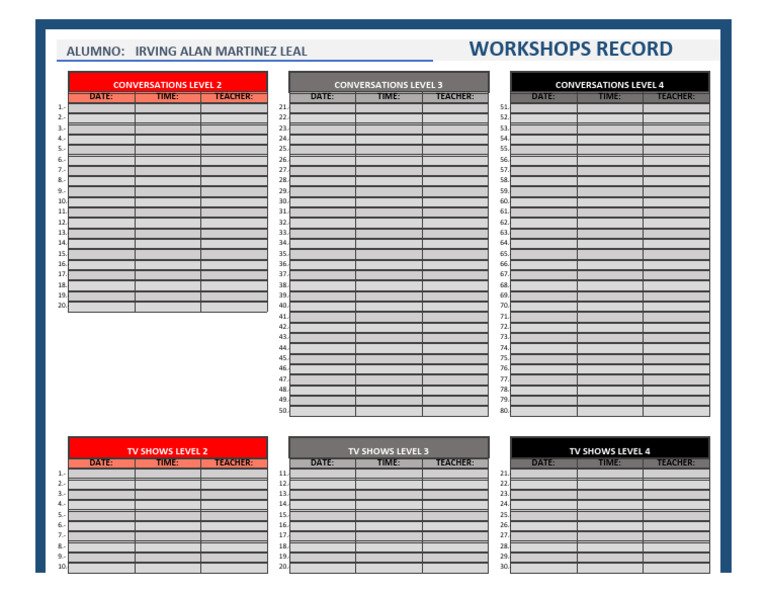 Irving Alan Martinez Leal Workshop Records | PDF