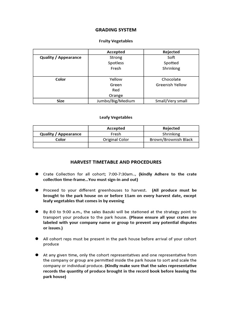 Produce Grading & Harvest Guide | PDF | Cooking, Food & Wine