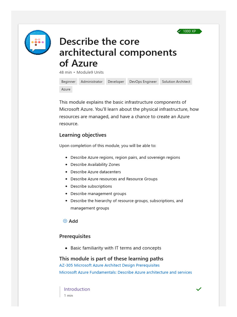 Core Azure Architectural Components | PDF | Microsoft Azure | Cloud ...