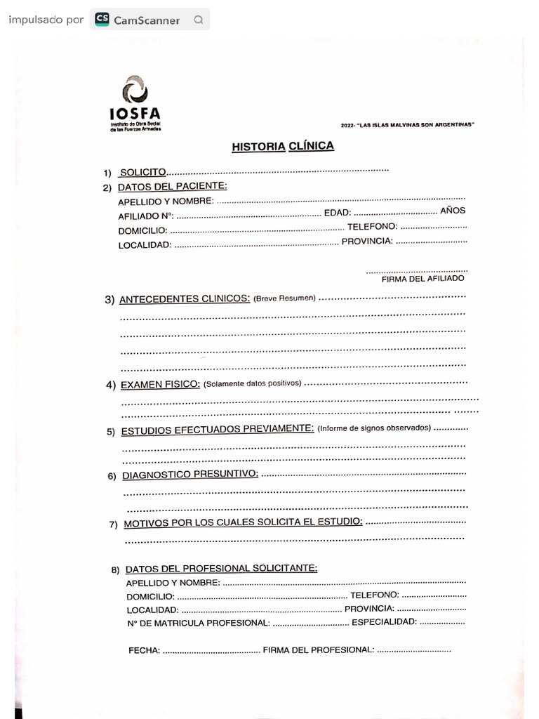 Historia Clinica Iosfa | PDF