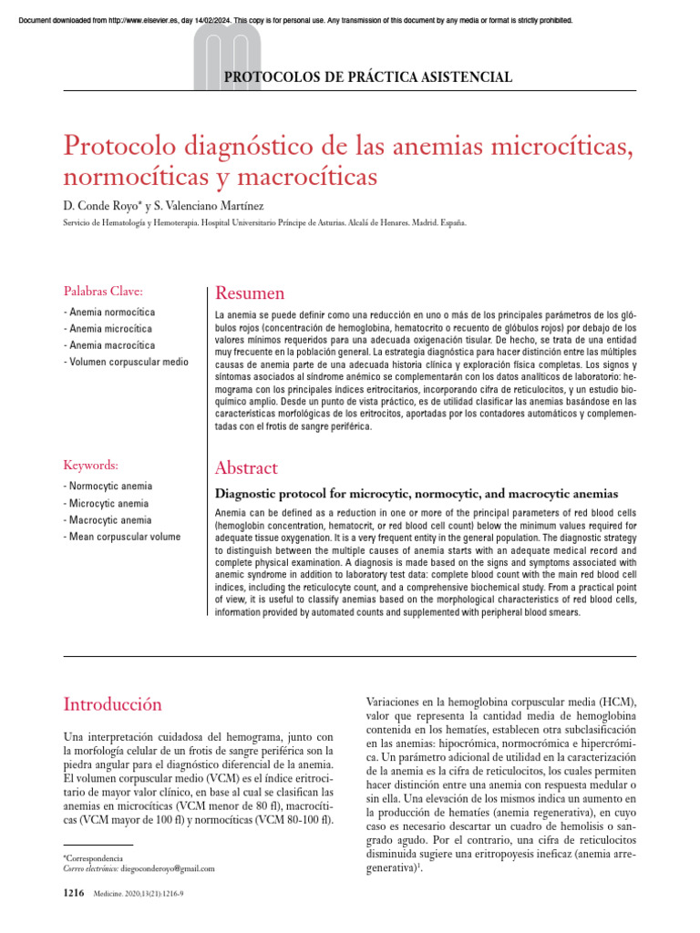 Protocolo Dx de Las Anemias | PDF | Anemia | Enfermedades y trastornos
