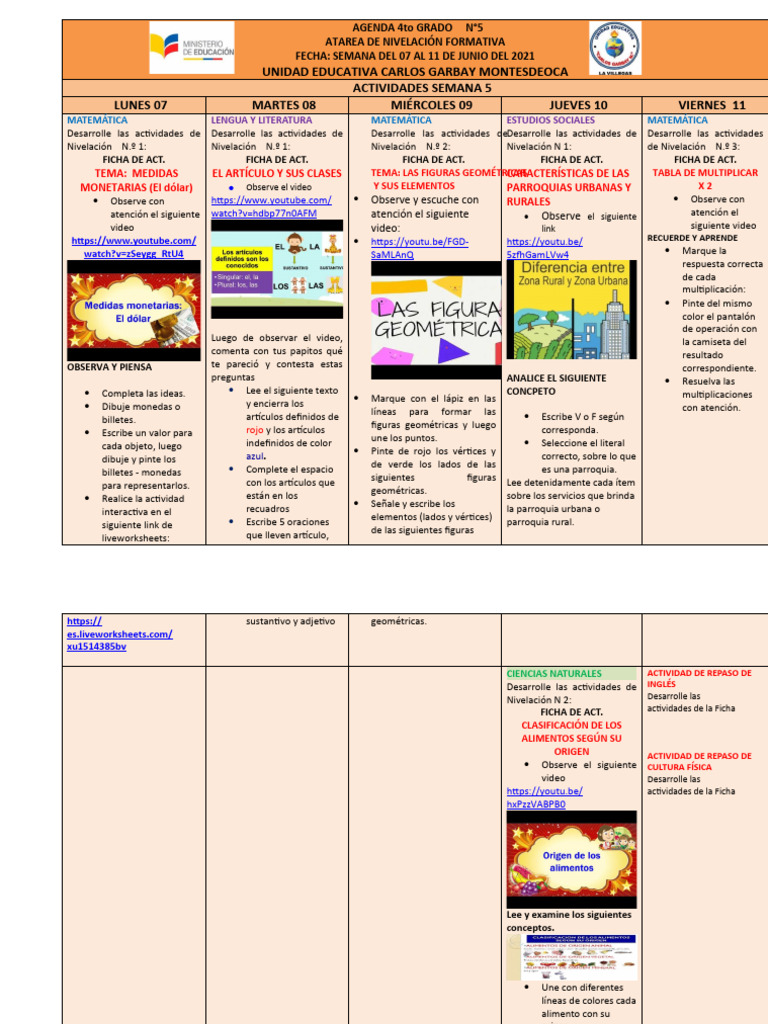 AGENDA 4to SEMANA 5 | PDF
