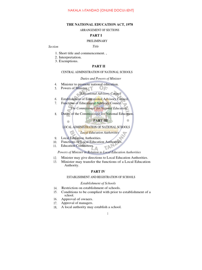 National Education Act Overview 1978 | PDF | Schools | Teachers