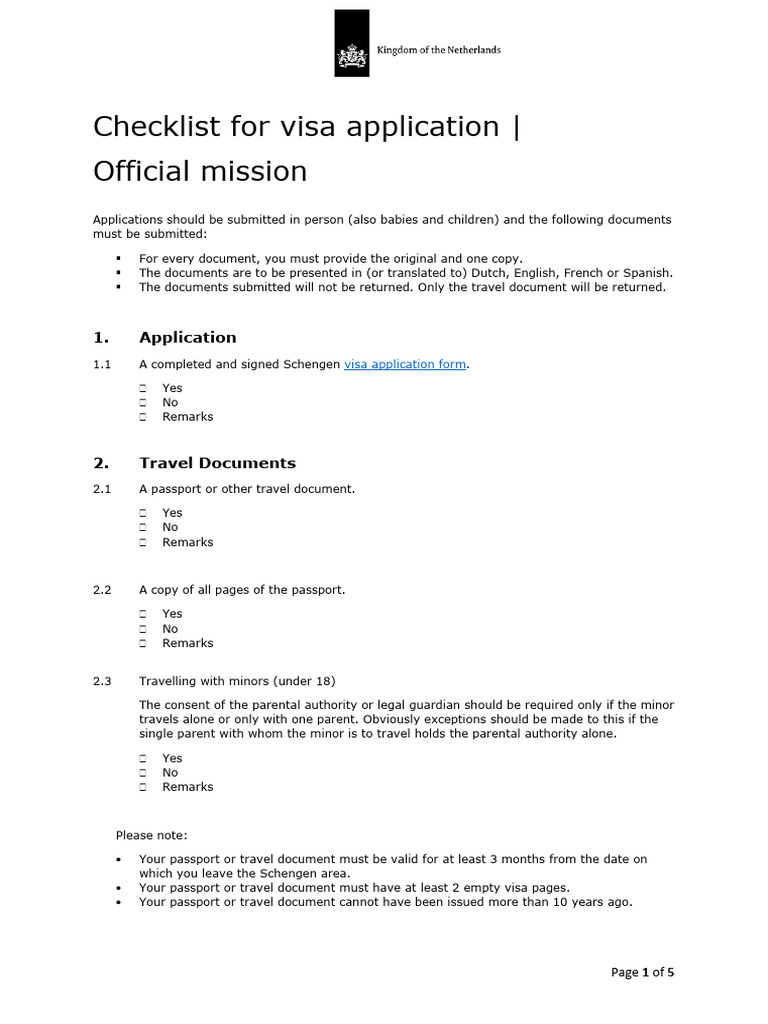 One Pagernetherlandsiranfarsipdfchecklist Visa Application Official ...