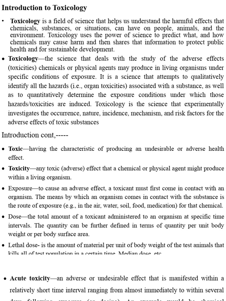Introduction To Toxicology And Toxin 2024 Pdf Toxicology Toxicity