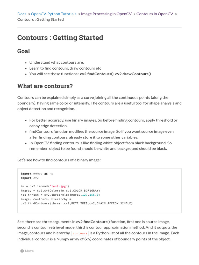 Contours - Getting Started - OpenCV-Python Tutorials 1 Documentation ... Contours - Getting Started - OpenCV-Python Tutorials 1 Documentation ...