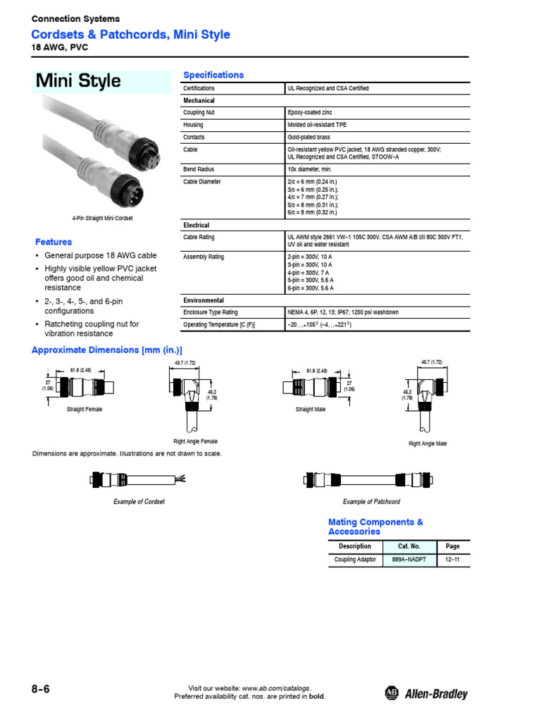 Mini Style Cordset, PVC 18 AWG | PDF | Green | Black