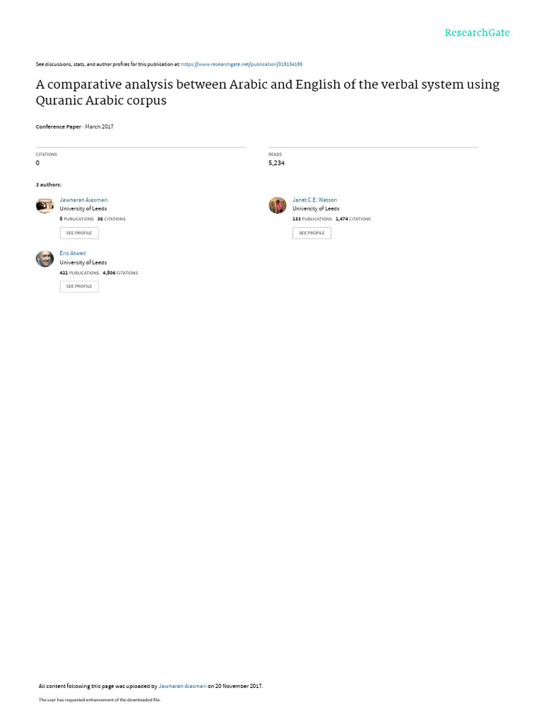 A comparative analysis between Arabic and English of the verbal system ...