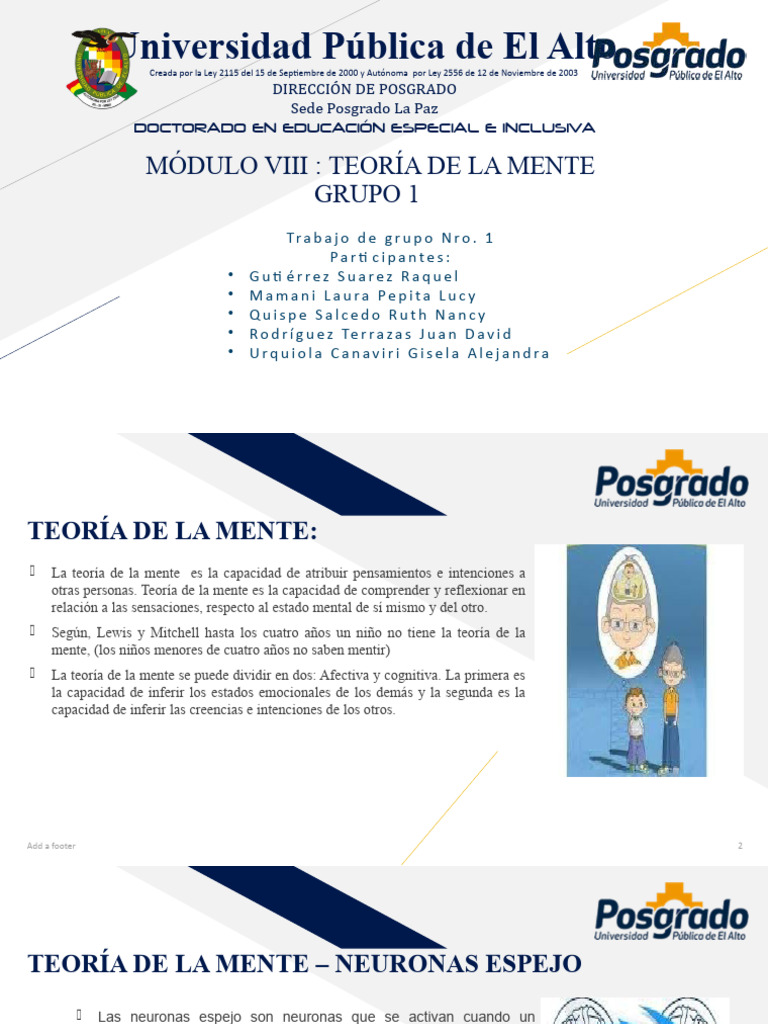 Teoria de La Mente - Grupo Nro. 1 | PDF | Teoria de la mente | Mente