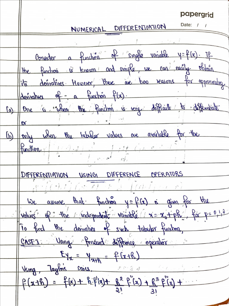 Numerical Differentiation | PDF