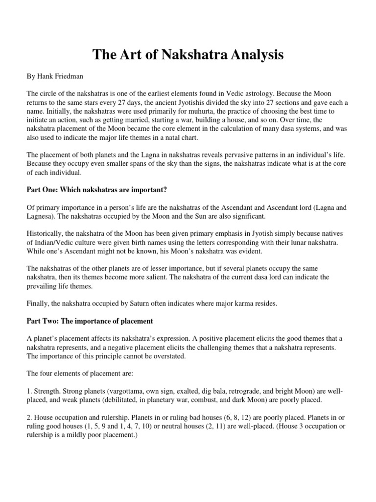 The Art of Nakshatra Analysis | PDF | Planets In Astrology | Hindu ...