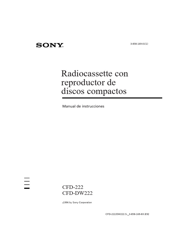 Manual de Usuario Sony CFD-222 (Español - 24 Páginas) | PDF