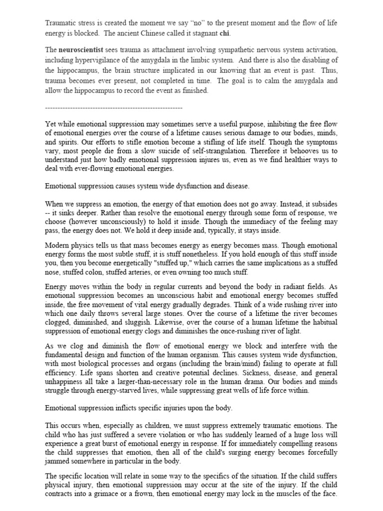 Emotional suppression | PDF | Psychological Trauma | Emotions