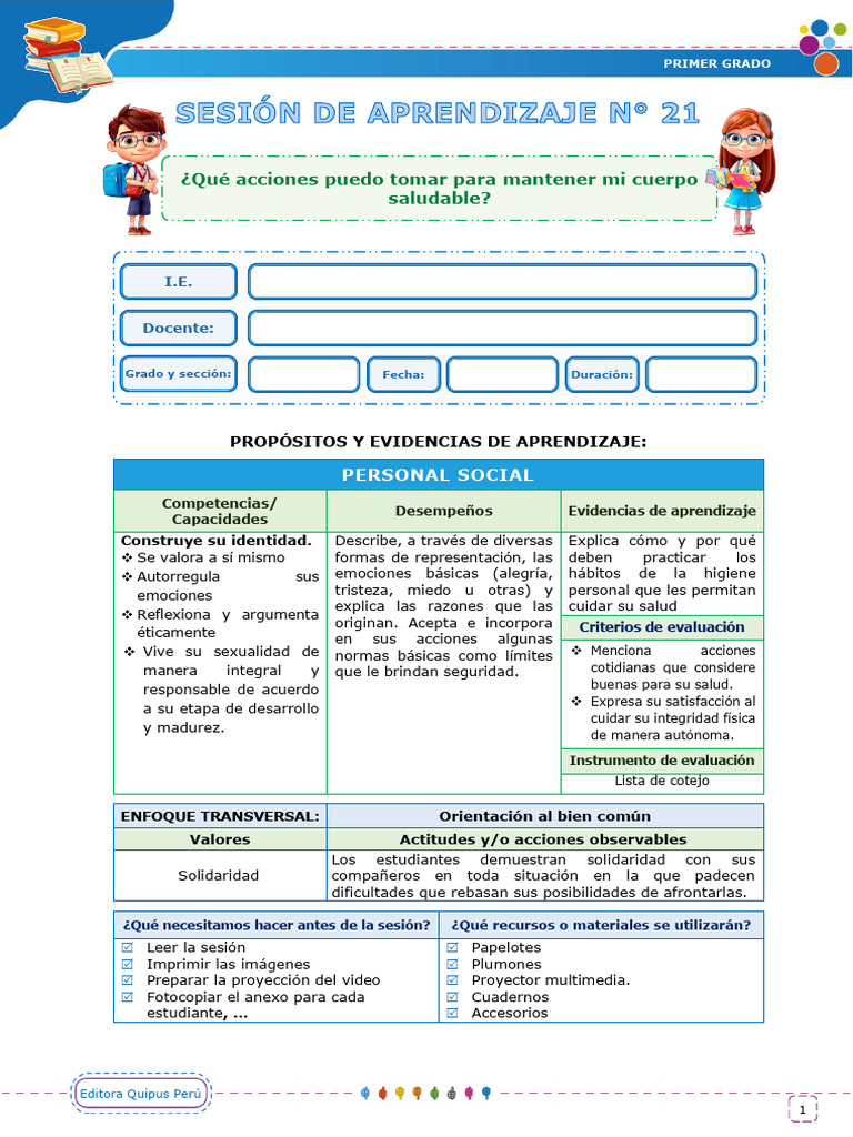 Sesiones de Aprendizaje - Semana 3 - UD II - Editora Quipus Perú | PDF | Evaluación | Aprendizaje