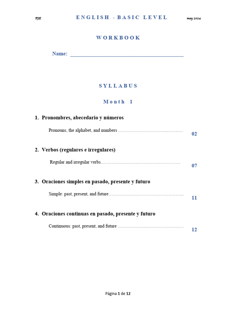 Workbook 1 - Basic Level | Download Free PDF | Verb | Morphology