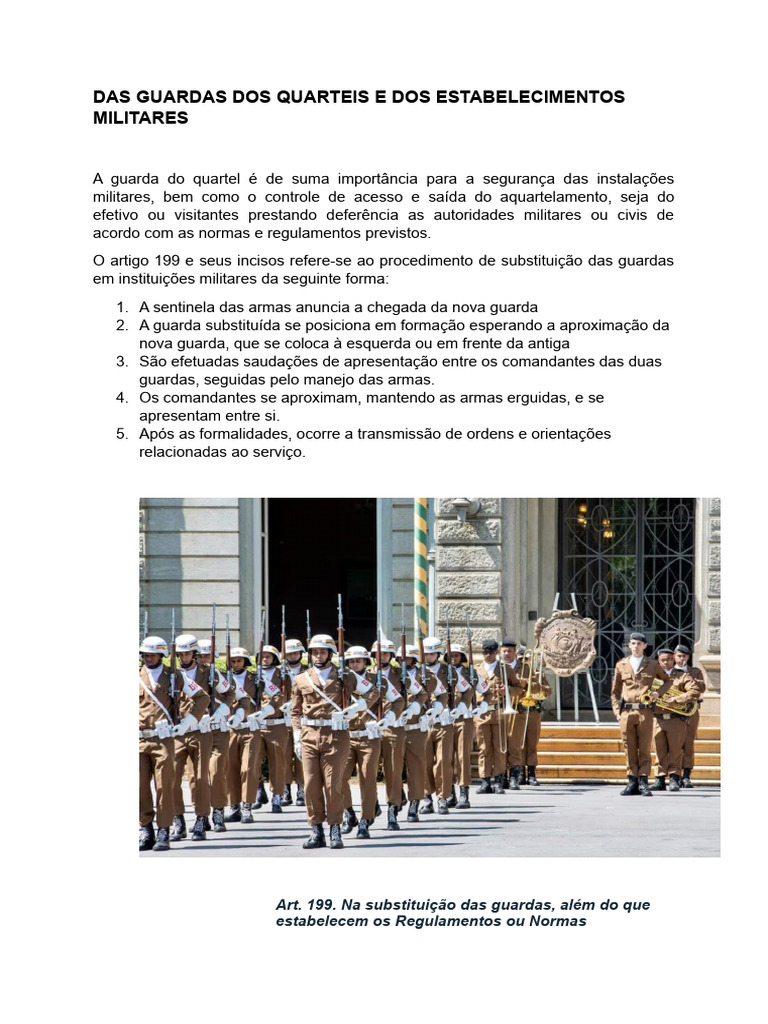 Das Guardas Dos Quarteis e Dos Estabelecimentos Militares | PDF | Militar | Conflitos