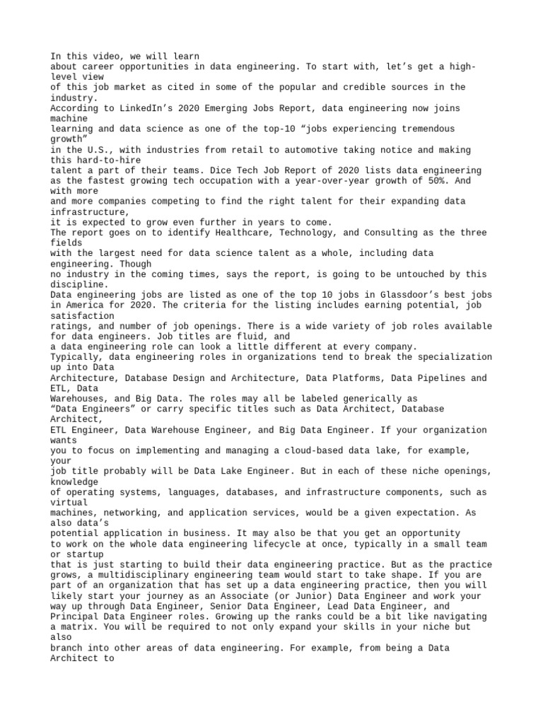 Career Opportunities in Data Engineering | PDF | Big Data | Data