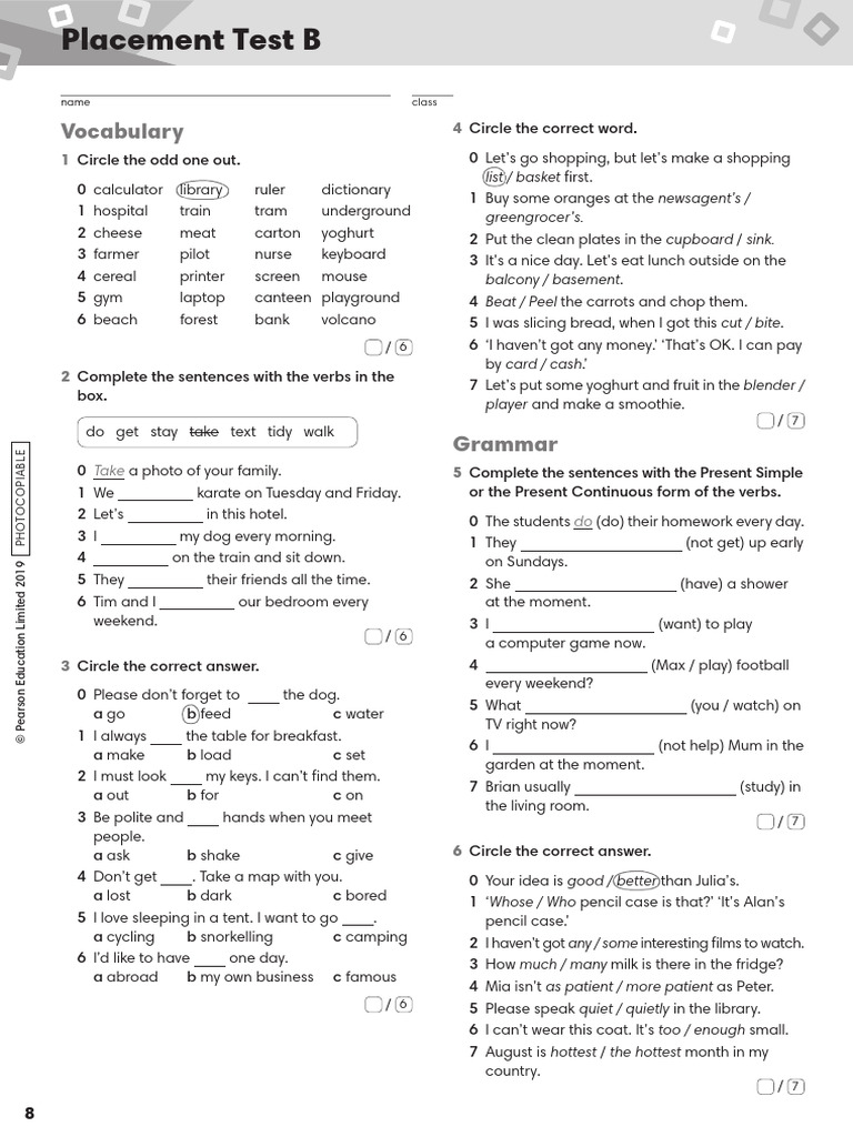 Placement Test B | PDF