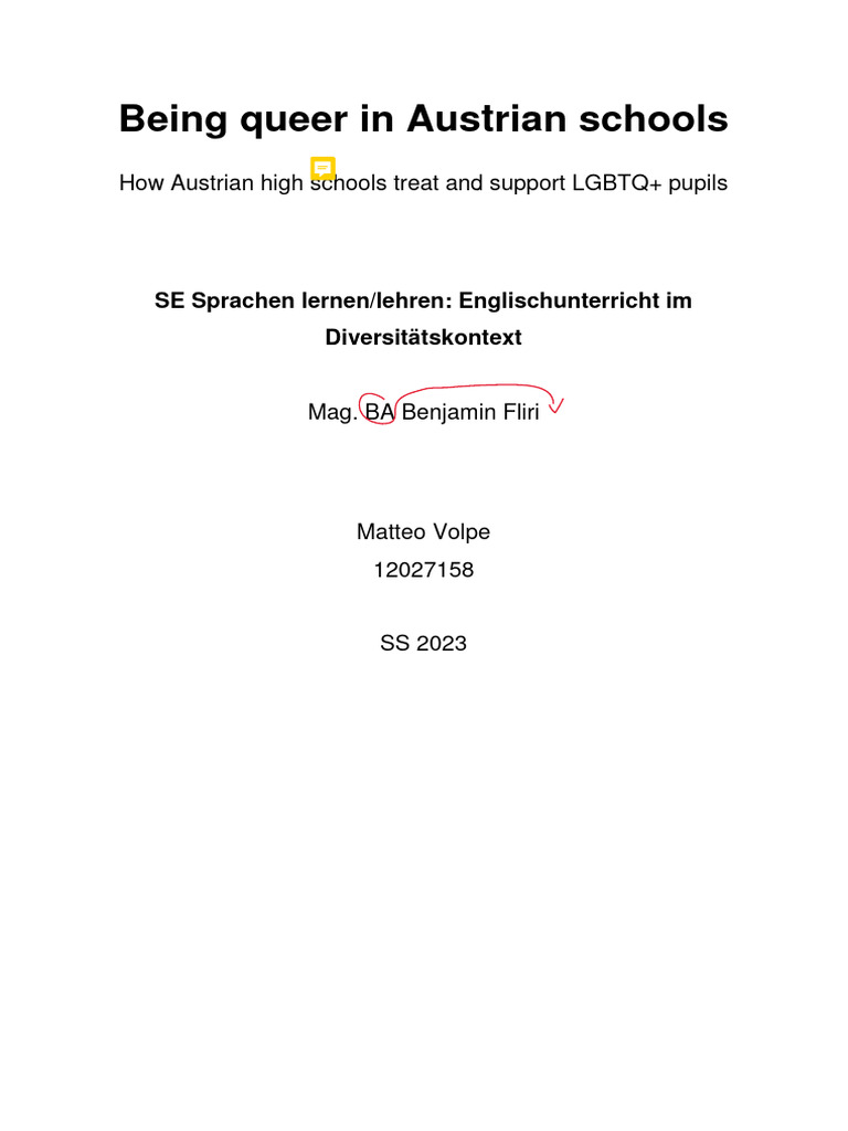 Being+queer+in+Austrian+schools Volpe VBF | PDF | Teachers | Homophobia