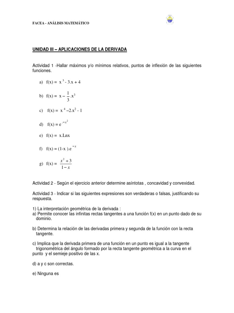 Aplicaciones de la Derivada y Análisis Funcional | PDF | Derivado | Objetos matemáticos