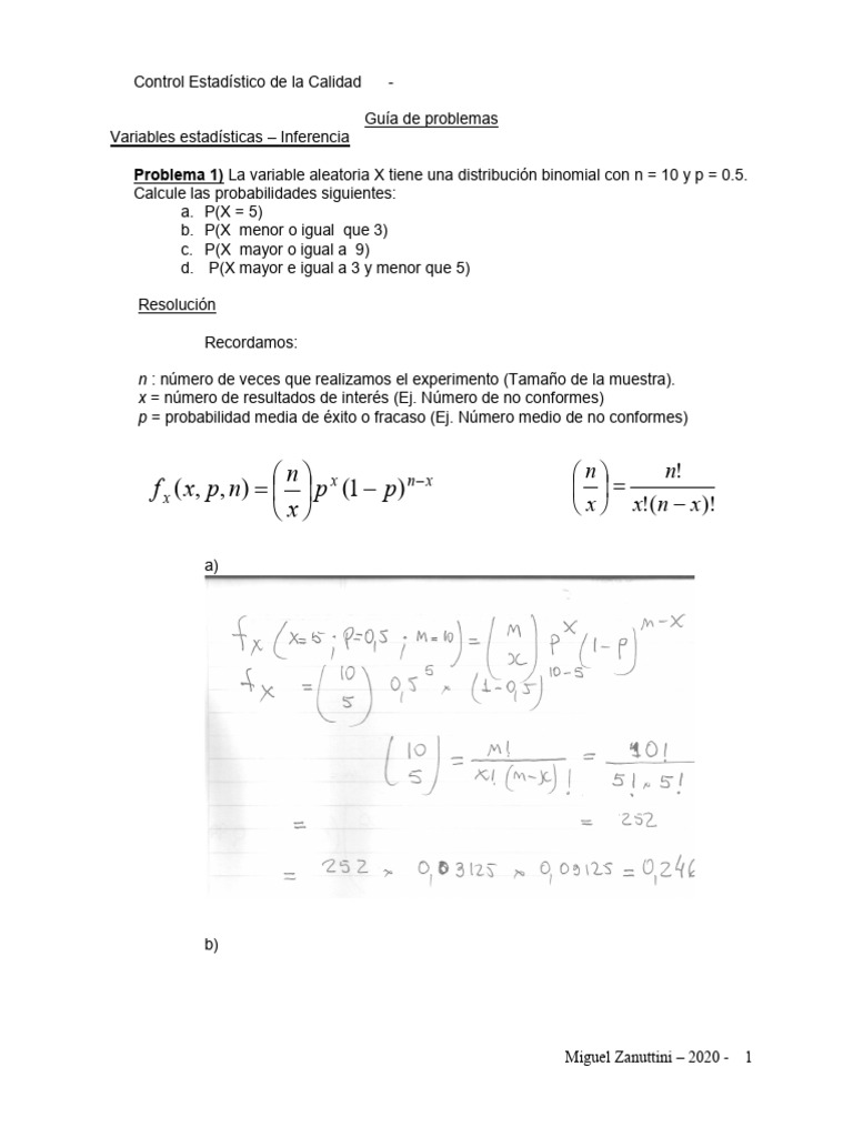 C7 - 1P - Variables Estadísticas - Problemas - 2020 - 4 | PDF | Distribución de veneno ...
