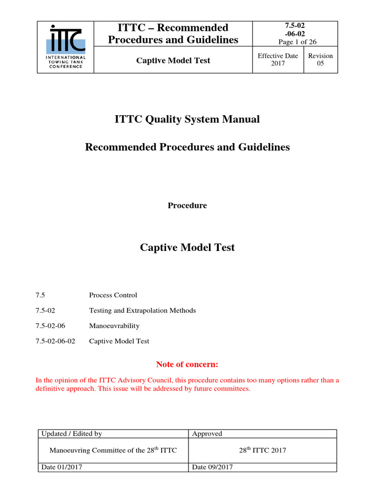 Captive Model Tests Procedures ITTC 23rd | PDF | Ships | Force