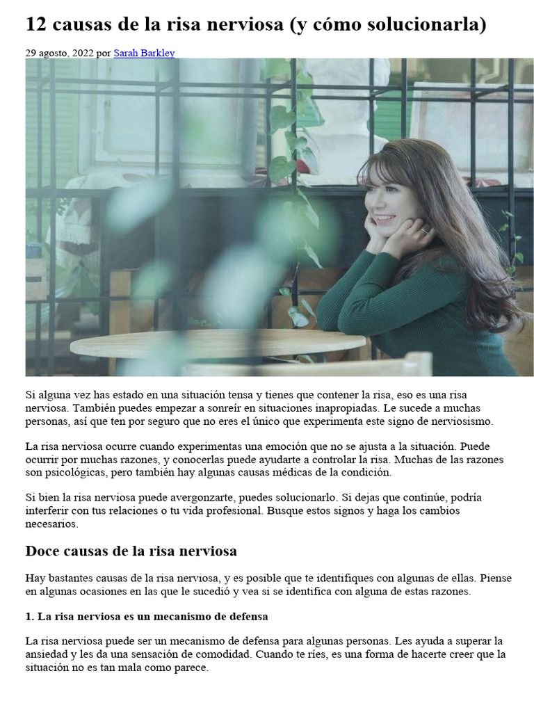 12 causas de la risa nerviosa | Descargar gratis PDF | La risa | Las emociones