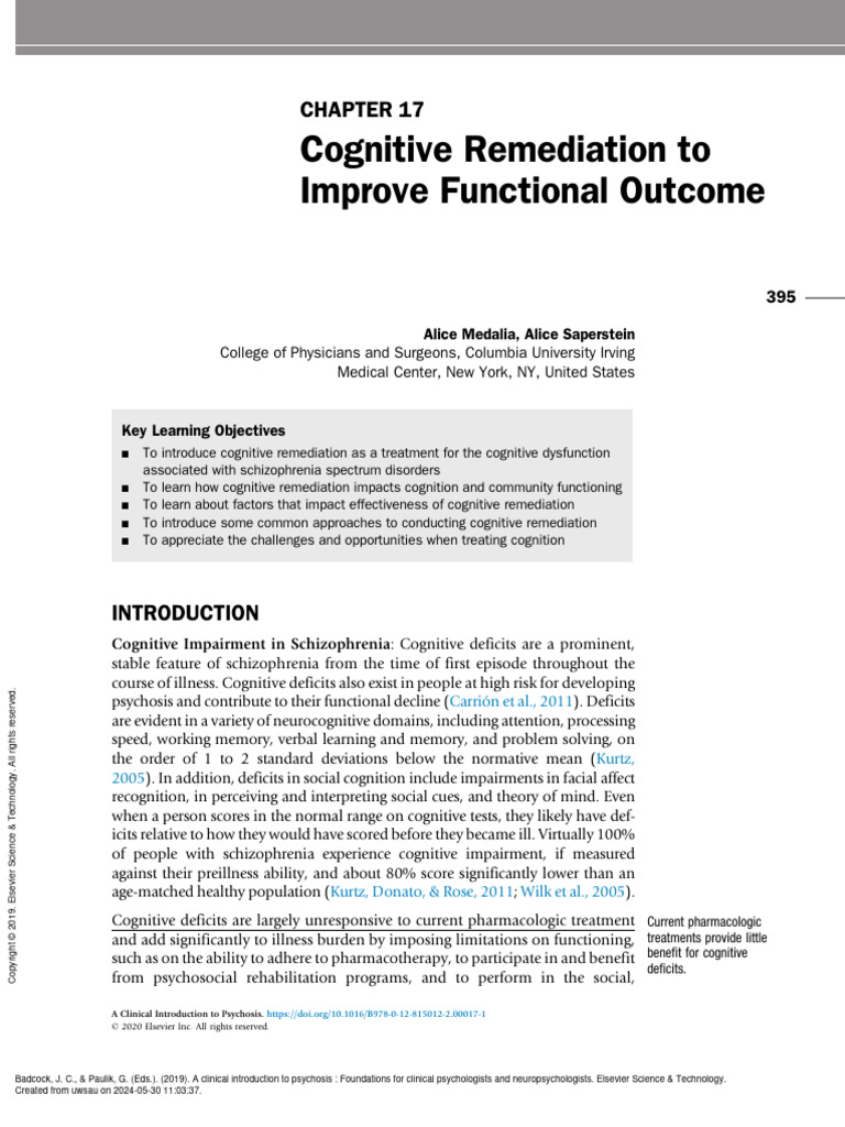 A Clinical Introduction To Psychosis Foundations F... - (Section 4 ...
