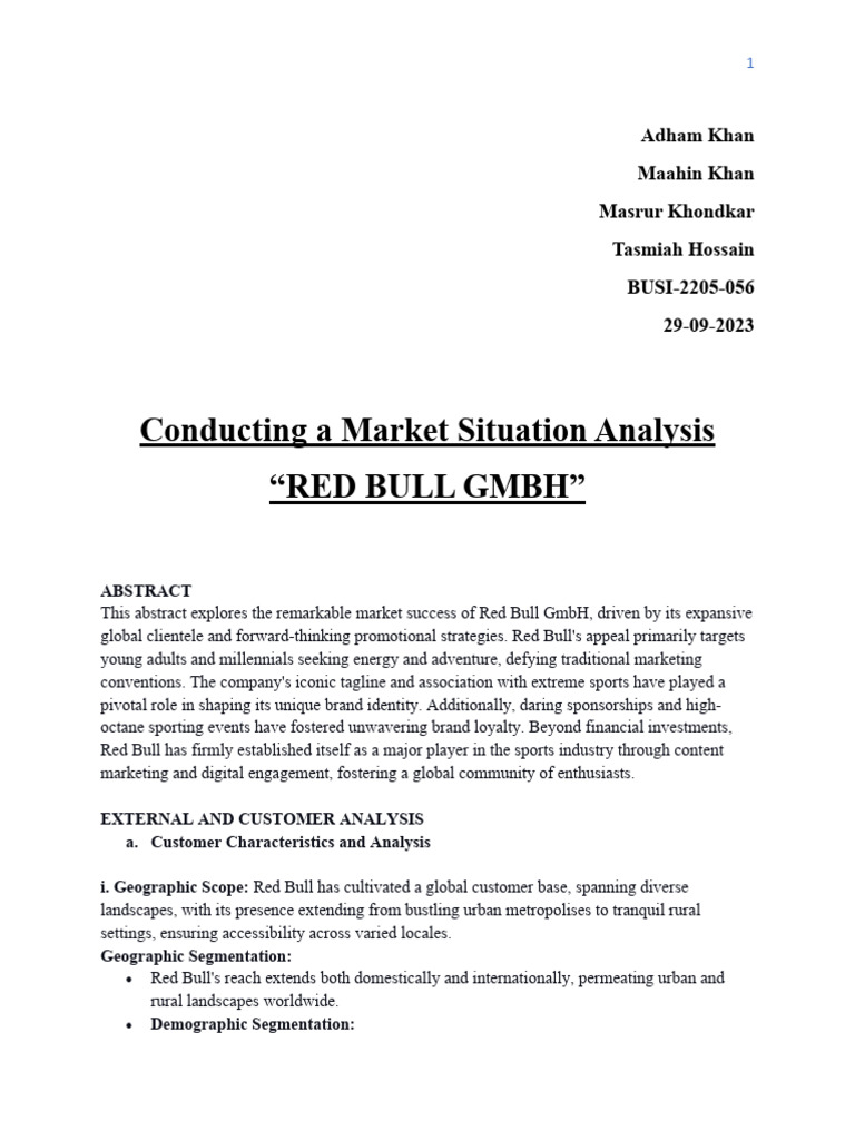Market Situation Analysis | PDF | Brand | Market Segmentation