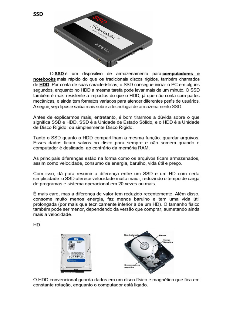 Apostila de SSD e HD | PDF | Disco de estado sólido | Drive de disco rígido