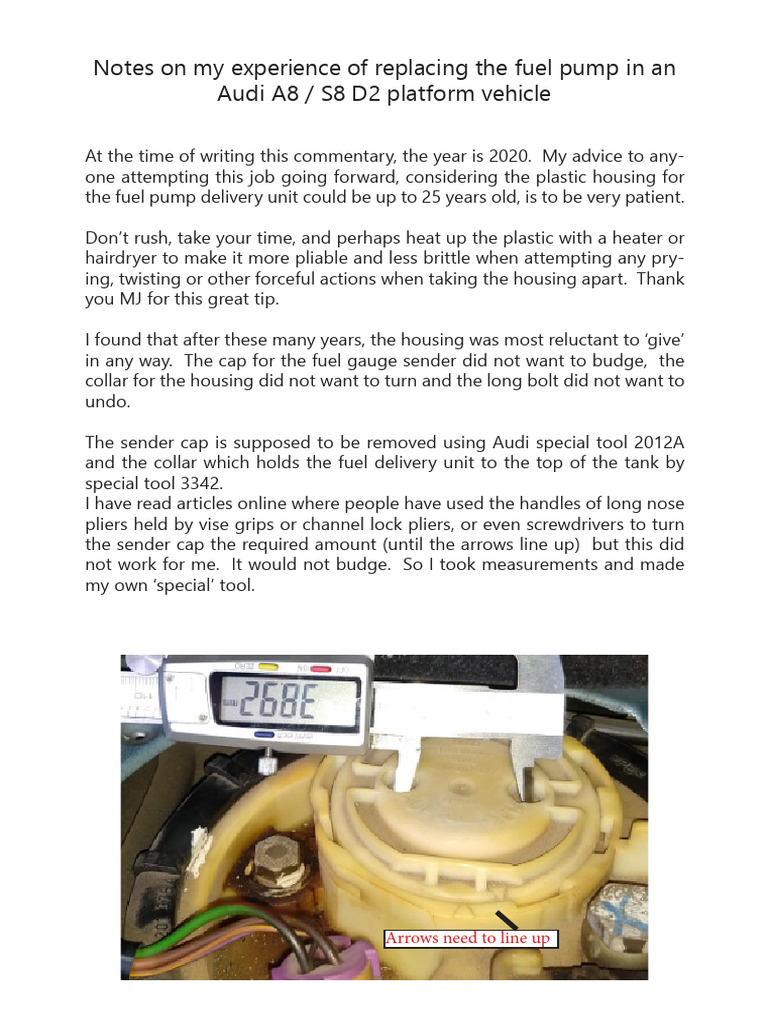 Fuel Pump Notes | PDF | Screw | Nut (Hardware)