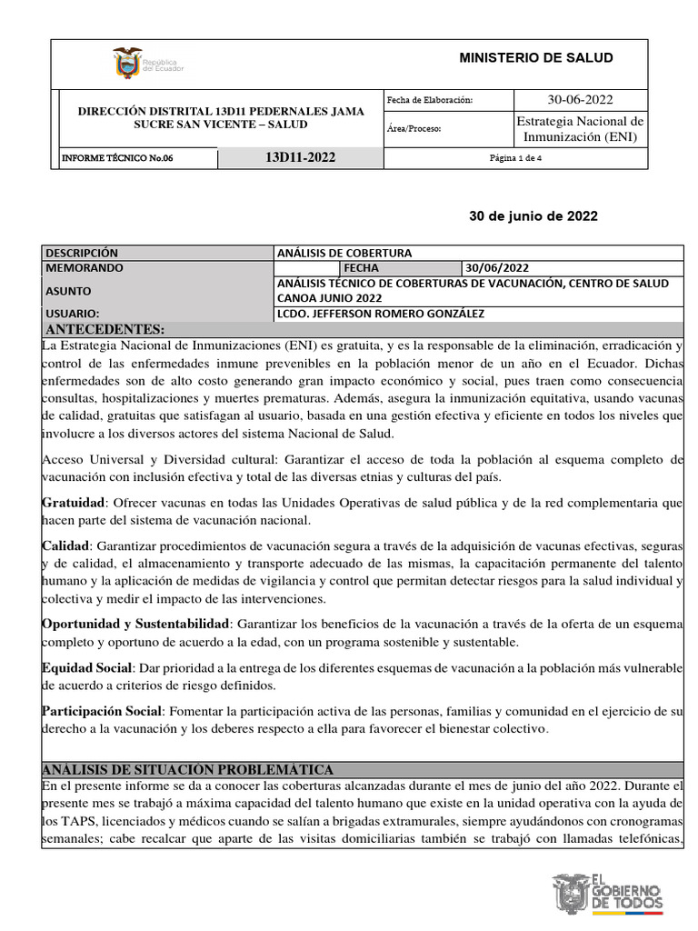 INFORME COBERTURAS JUNIO 2022-Signed | PDF | Vacunación | Vacunas INFORME COBERTURAS JUNIO 2022-Signed | PDF | Vacunación | Vacunas