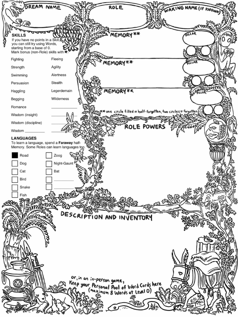 Dreamland Character Sheet 10-2023 | PDF