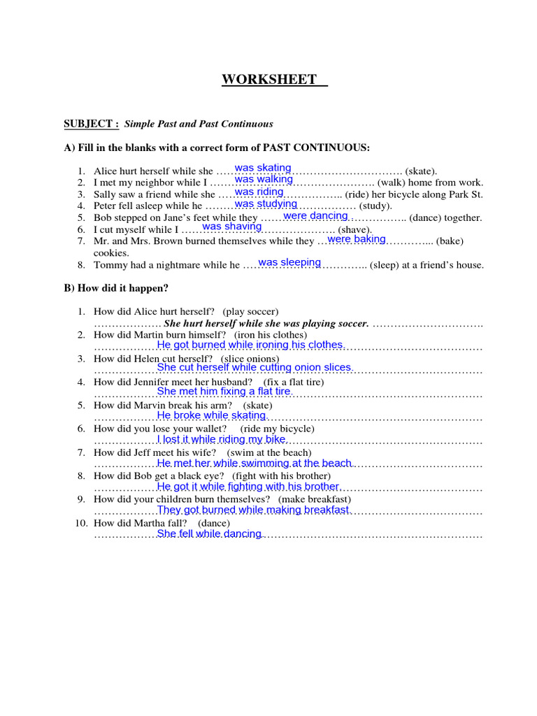 Past Tense Grammar Exercises Worksheet | PDF | Games & Activities