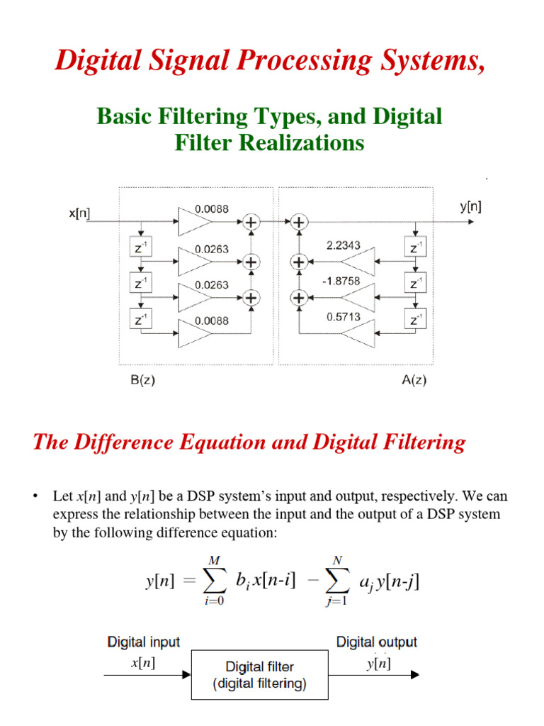 Part6 - Digital Signal Processing Systems, Basic Filtering Types | PDF | Digital Signal ...