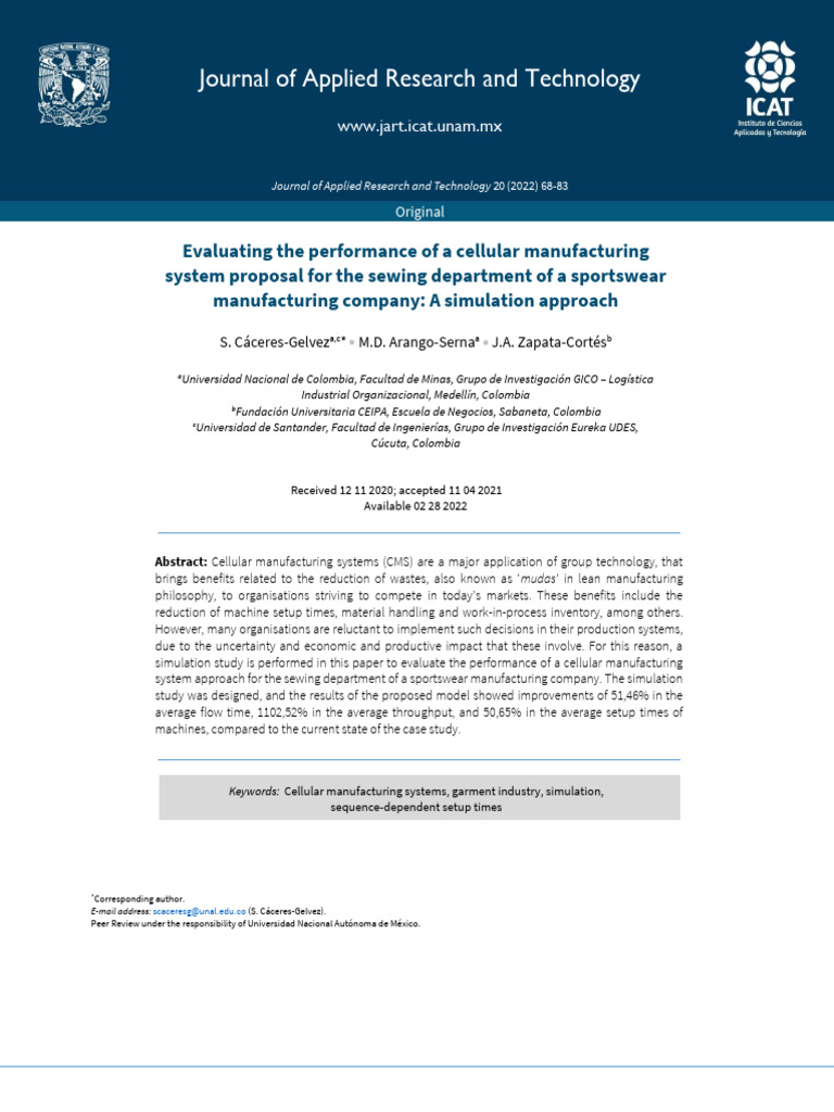 Journal of Applied Research and Technology | PDF | Simulation | Lean Manufacturing